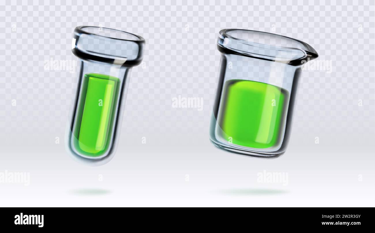 3d chemistry laboratory measuring flask for science test in beaker ...