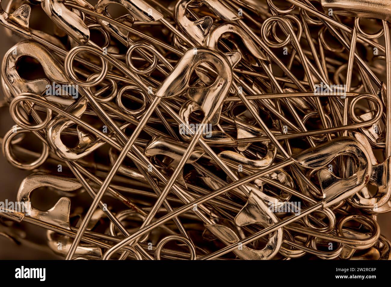 High resolution macro still life of commercially important safety pins ...