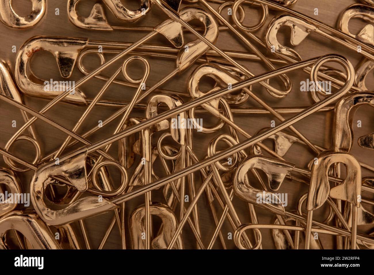 High resolution macro still life of commercially important safety pins ...