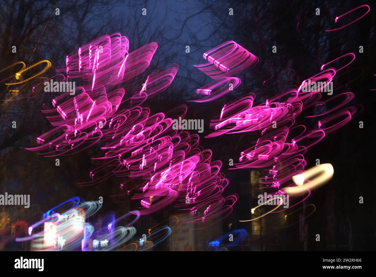 Abstract light pattern from long exposure of Christmas lights. Light ...