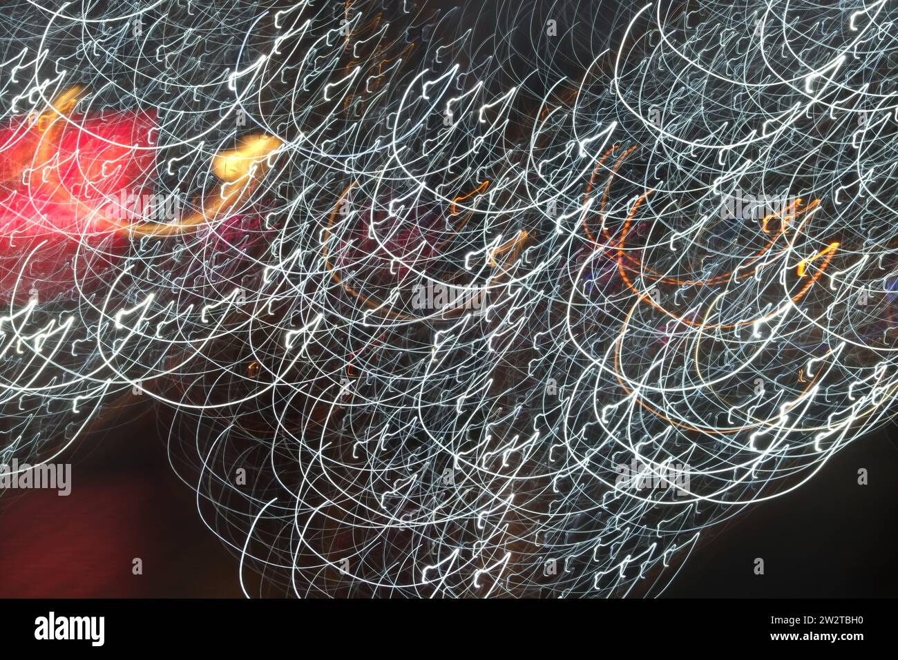 Abstract light pattern from long exposure of Christmas lights. Light ...