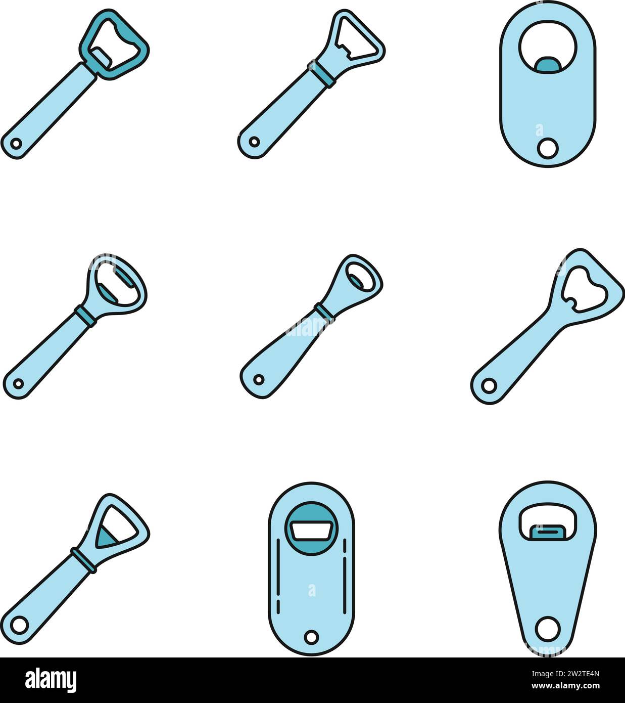 Drinks bottle-opener icons set. Outline set of drinks bottle-opener ... Drinks bottle-opener icons set. Outline set of drinks bottle-opener ...