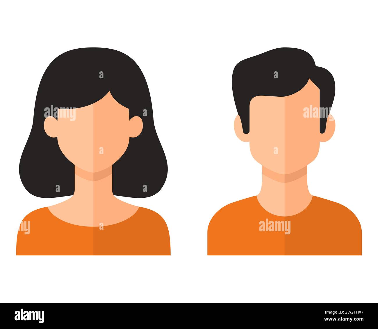 Man and woman avatar icon in flat style. Male and female face ...
