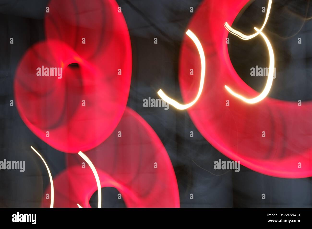 Abstract photography, circular movement of red coloured lights abstract ...