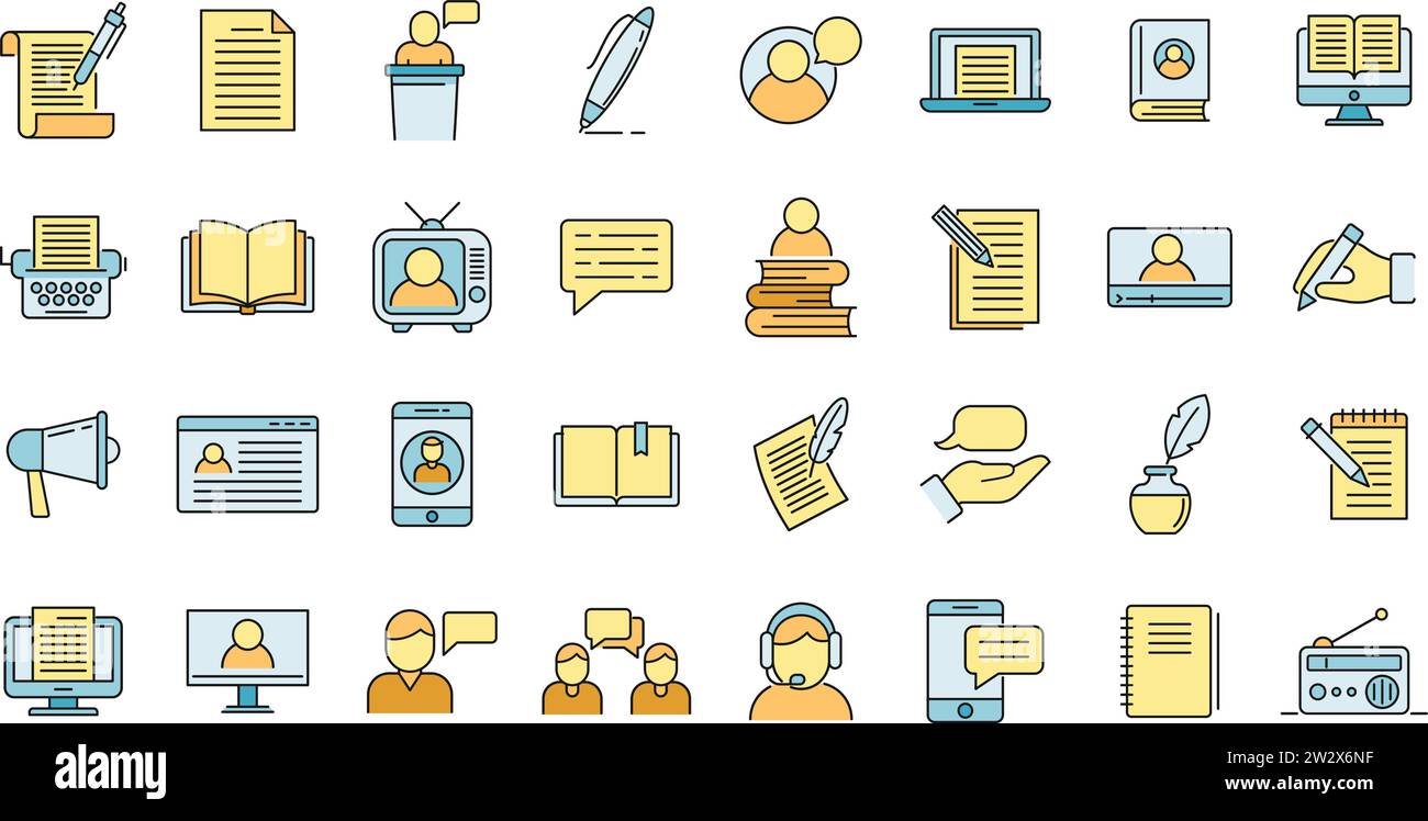 Storyteller icons set. Outline set of storyteller vector icons thin ...