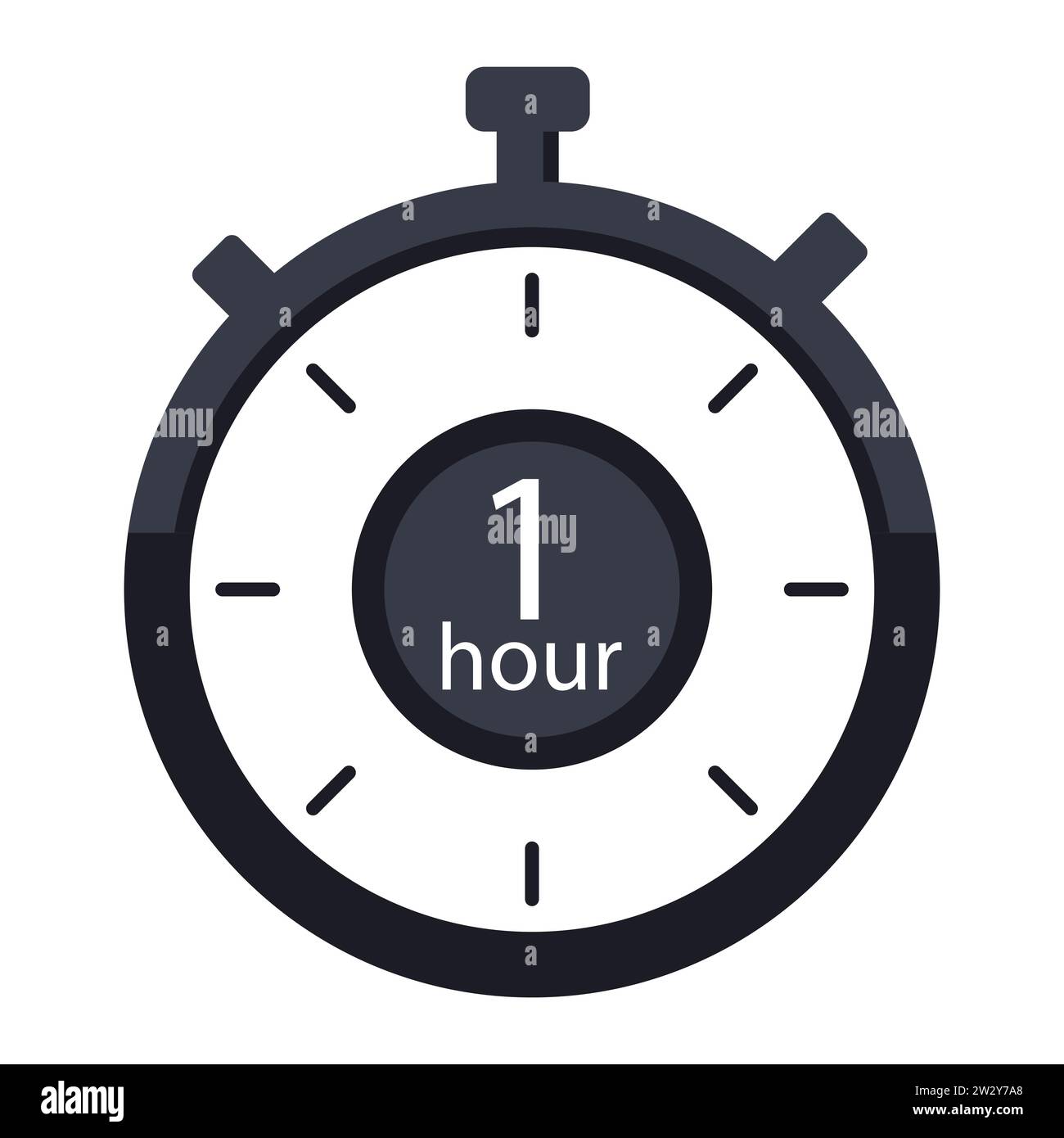 Timer with 1 hour on dial illustration. Time, stopwatch, alarm clock ...