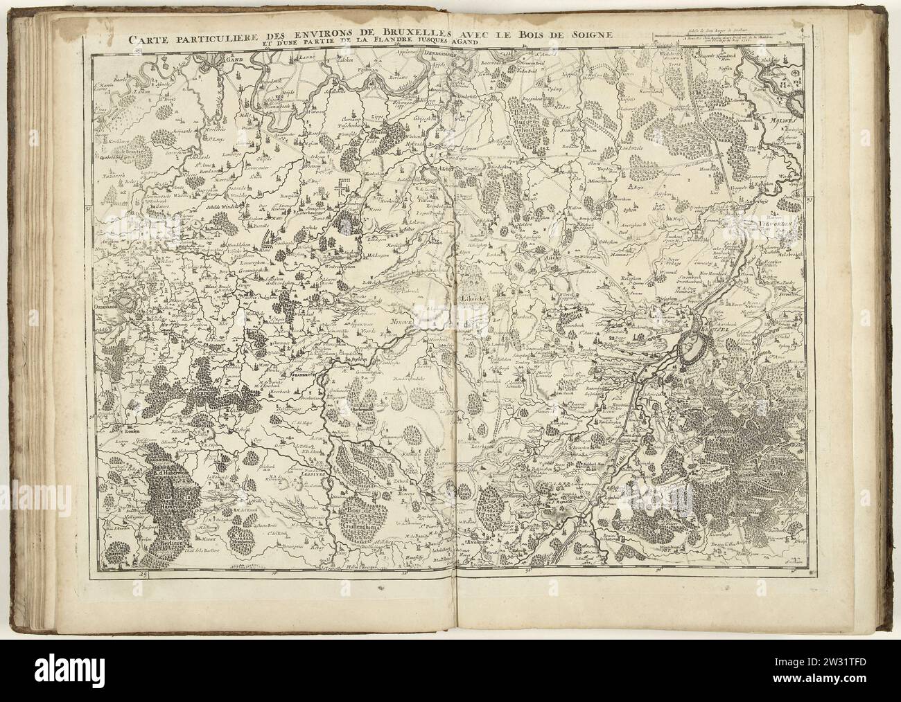 Map of the Brussels area, 1706, 1706 Map of the Brussels area and part ...