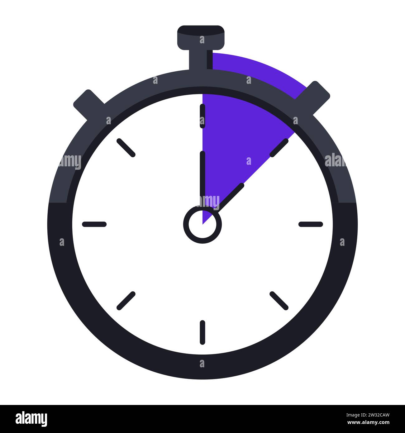 Timer with one division illustration. Time, stopwatch, alarm clock ...