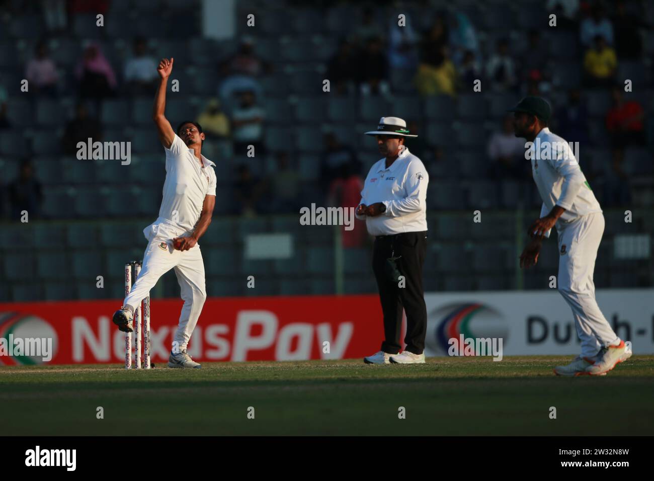 Bangladeshi Spine bowler Taijul Islam bowls during Bangladesh-New ...