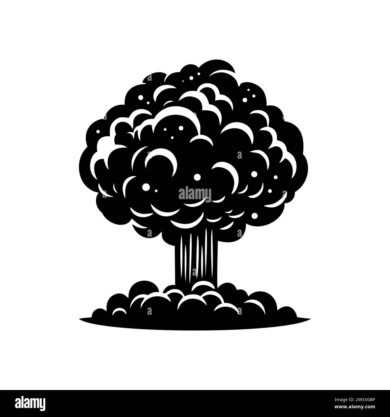 Nuclear explosion mushroom cloud icon. Atomic bomb war, symbol end of ...