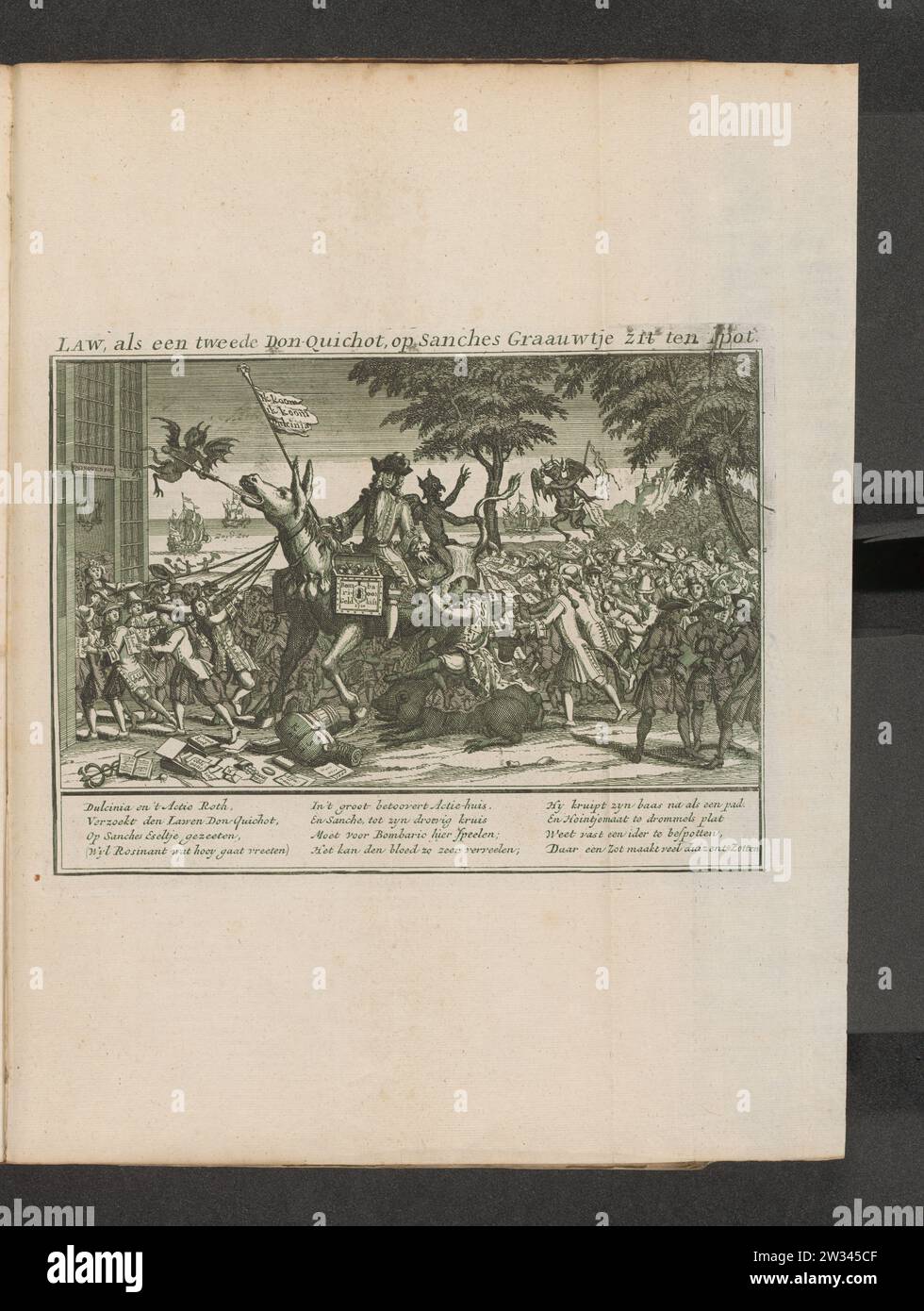 John Law on the donkey of Sancho Panza, 1720, 1720 Cartoon on John Law ...