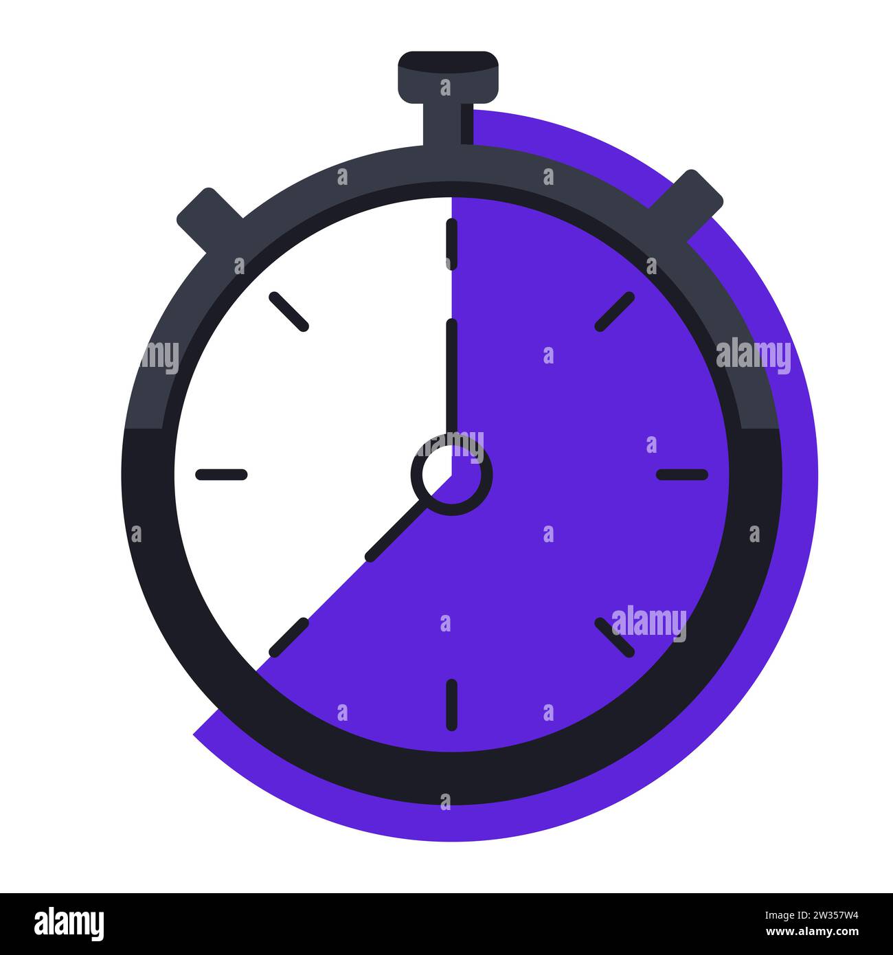 Six division timer filled illustration. Time, stopwatch, alarm clock ...