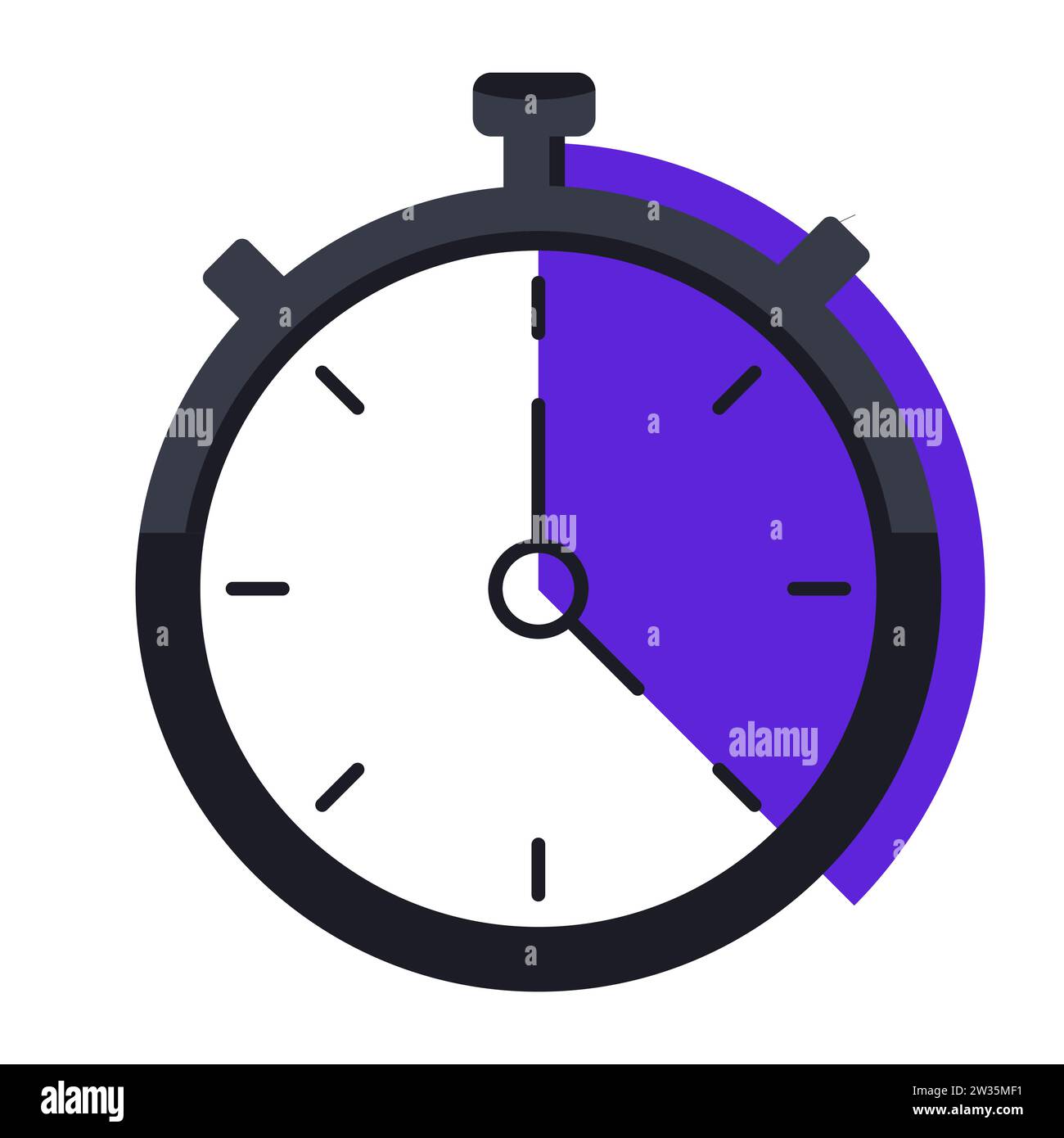 Three division timer filled illustration. Time, stopwatch, alarm clock, clock, second, hour ...