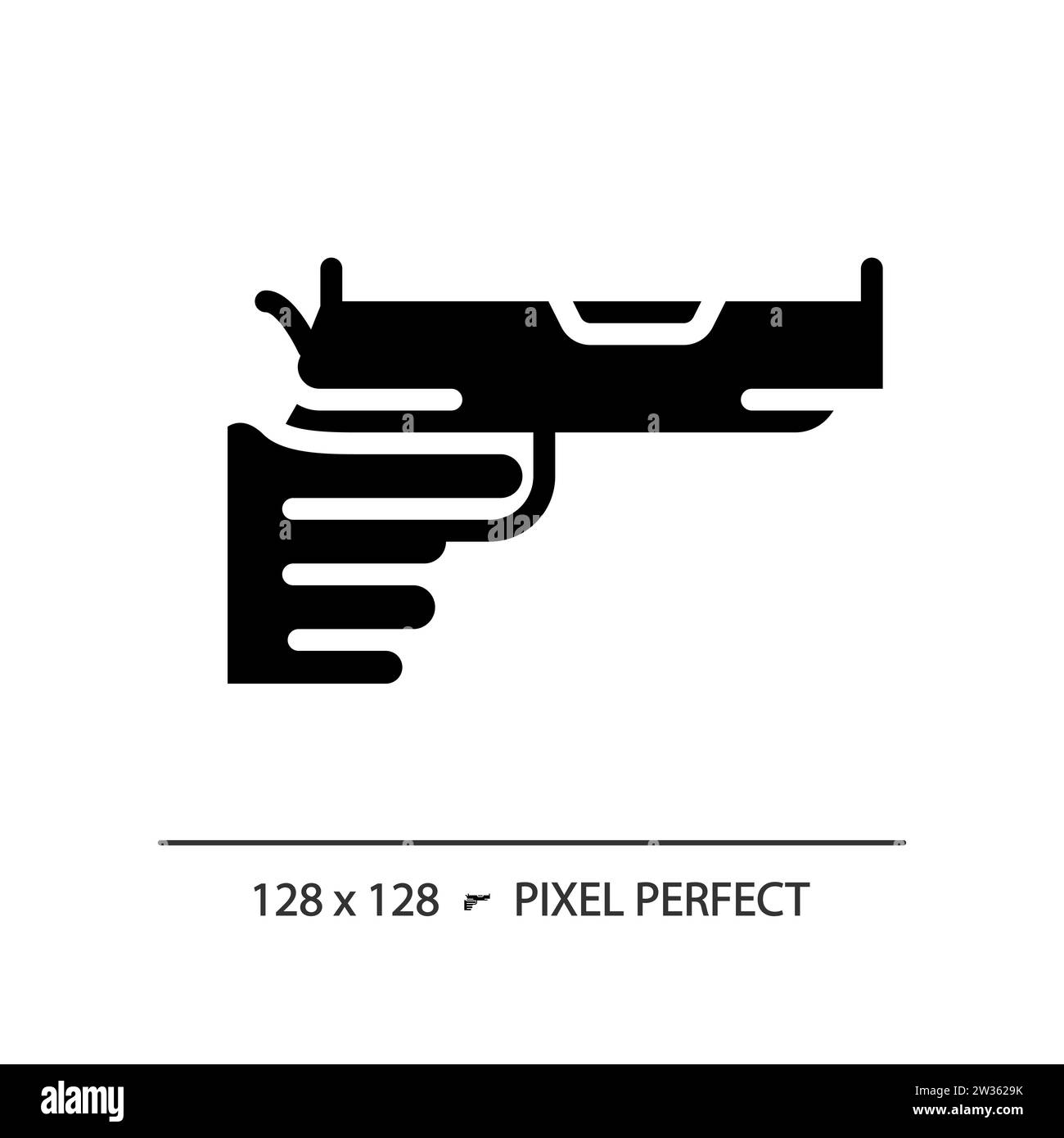 2D pixel perfect simple glyph style gun in hand icon Stock Vector Image ...