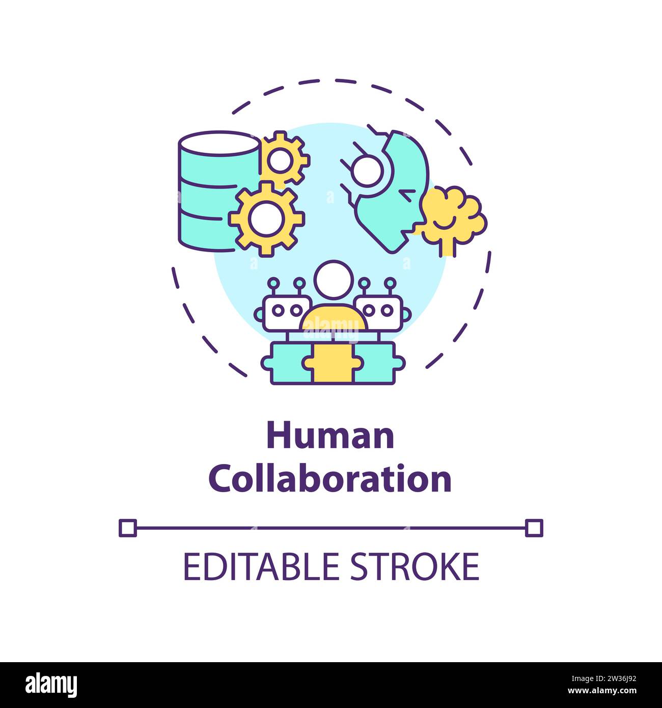 Thin Line Simple Colorful Human Collaboration Icon Concept Stock Vector