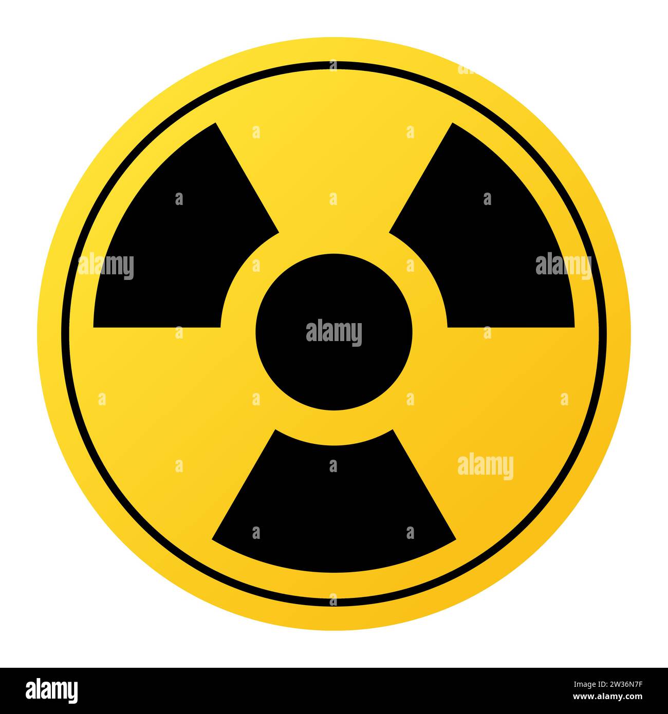 Radioactive threat sign on yellow background illustration. Irradiation ...