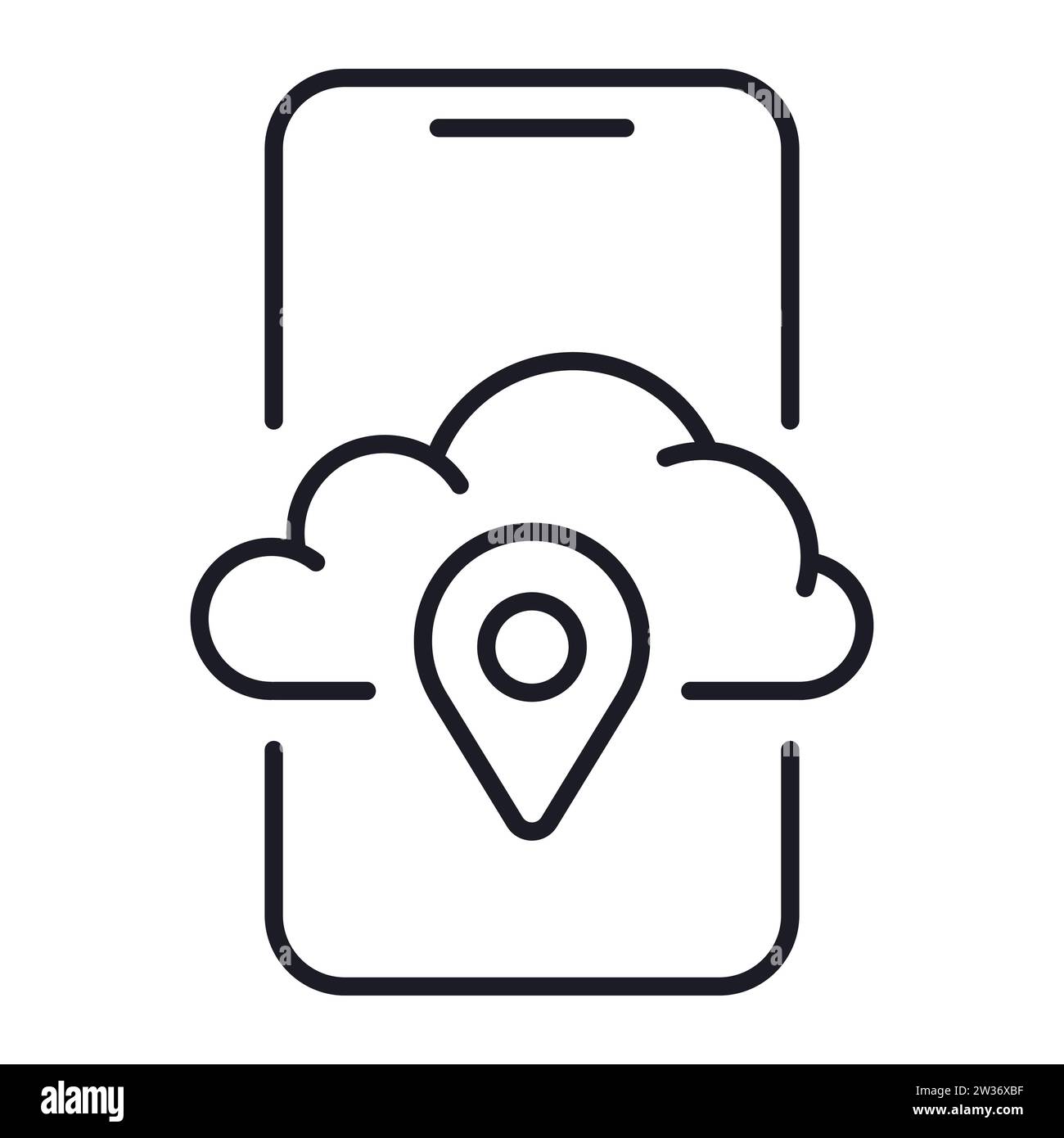 Colorless gps navigator with weather on smartphone illustration. Gadget ...