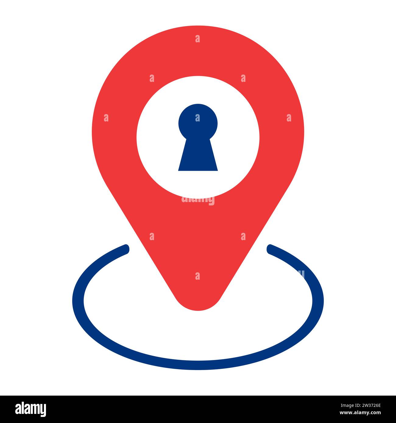 GPS tag with keyhole illustration. Key, lock, password, geolocation ...