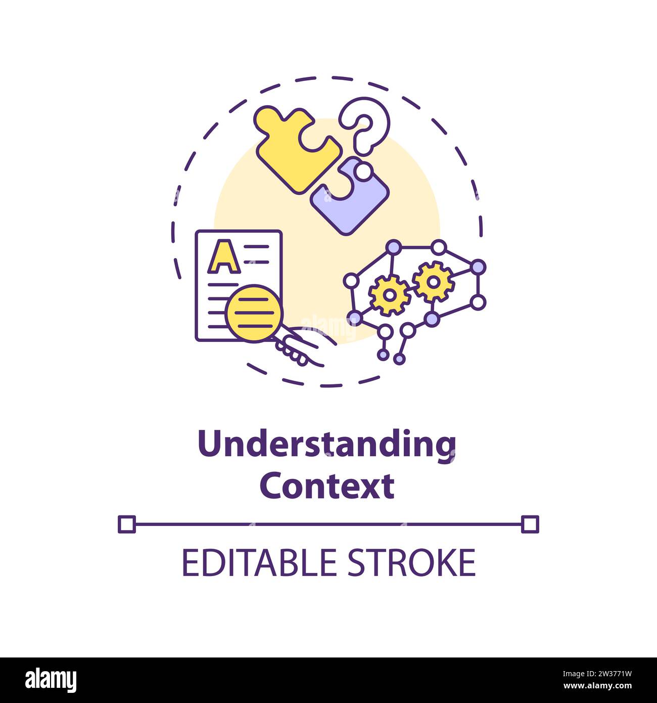 Thin line simple colorful understanding context icon concept Stock ... Thin line simple colorful understanding context icon concept Stock ...