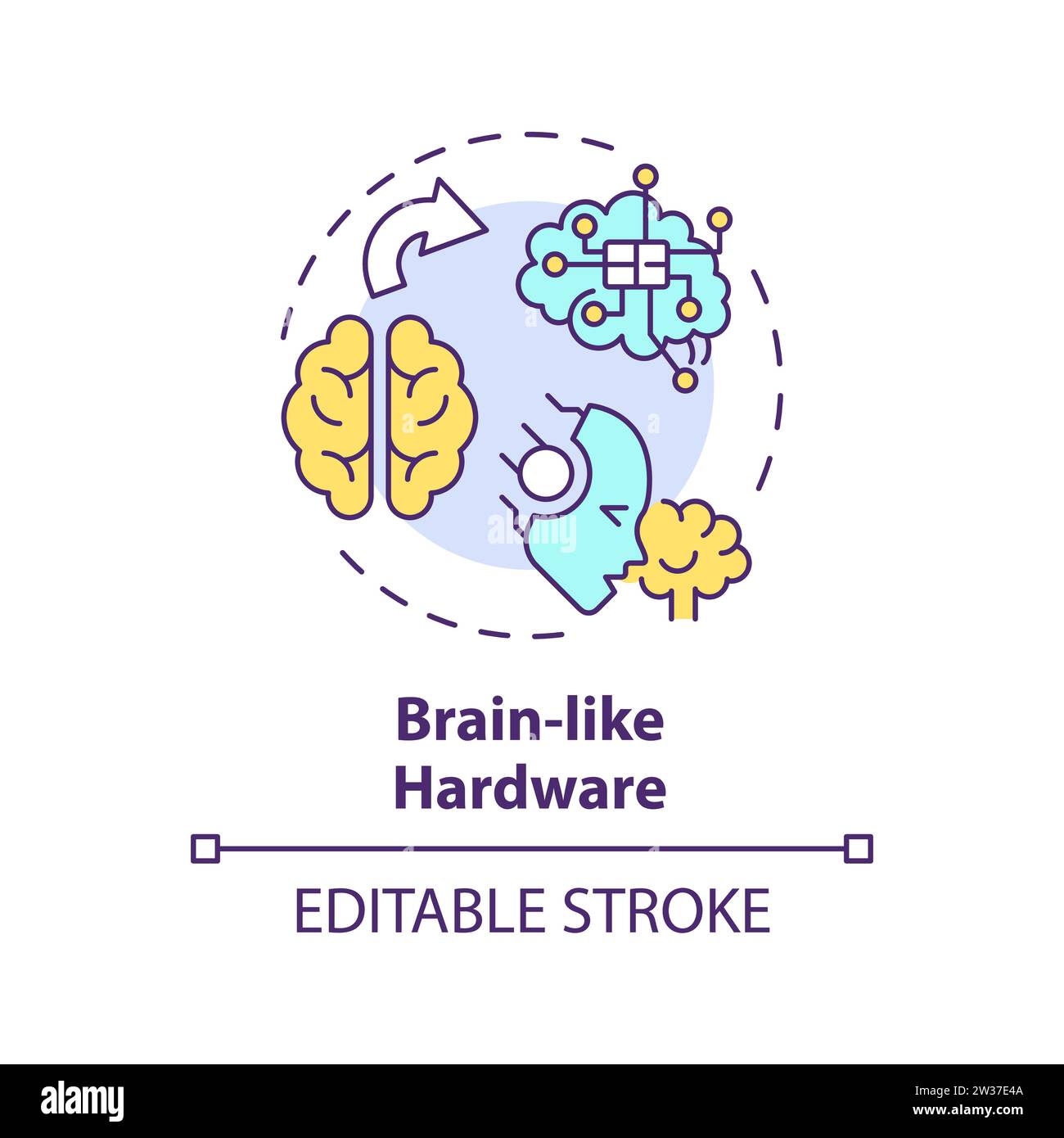 Thin Line Simple Colorful Brain Like Hardware Icon Concept Stock Vector