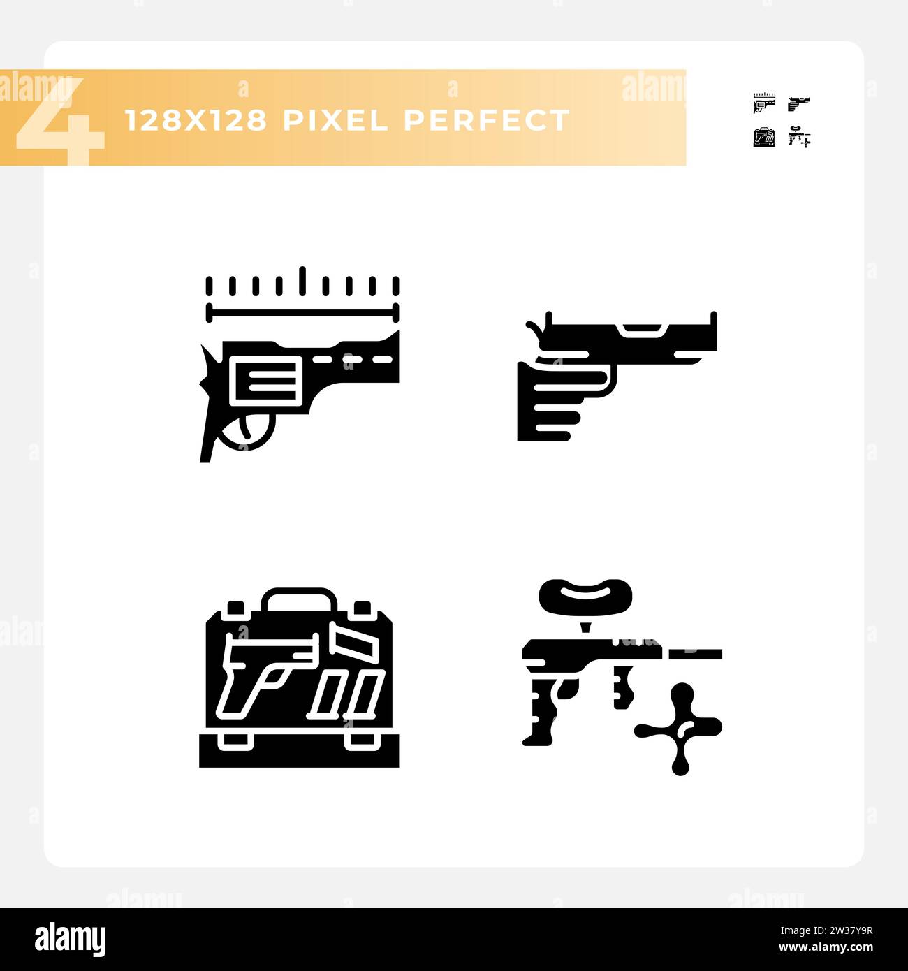 2D pixel perfect glyph style weapons icons set Stock Vector Image & Art ...