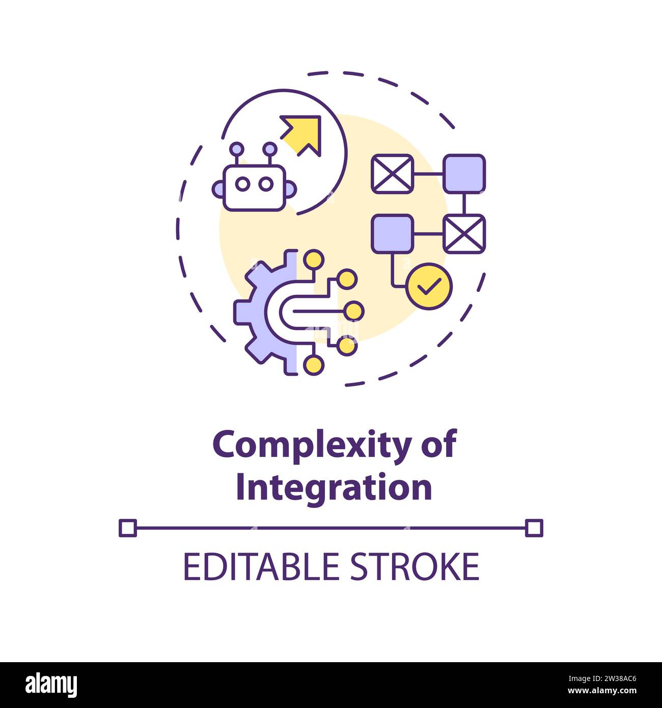 Thin Line Colorful Complexity Of Integration Icon Concept Stock Vector