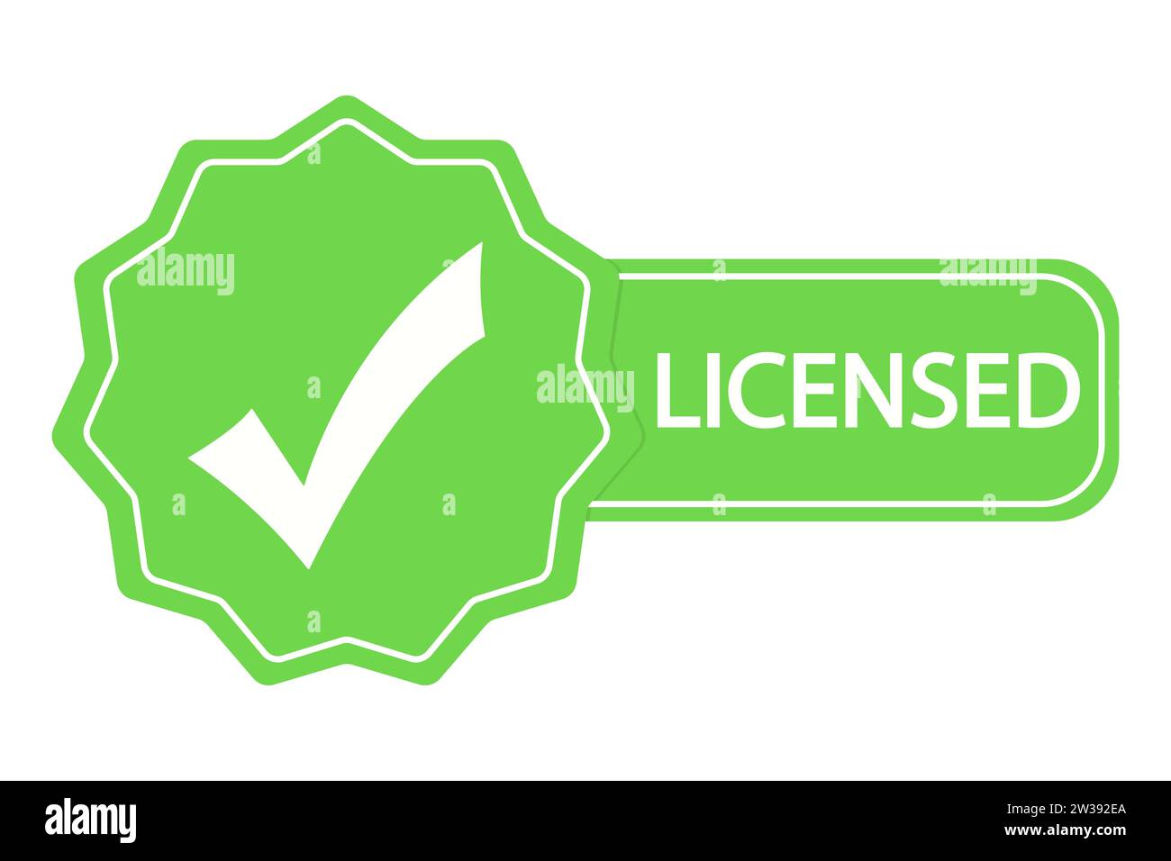 Checkmark with inscription licensed illustration. Notice, document ...