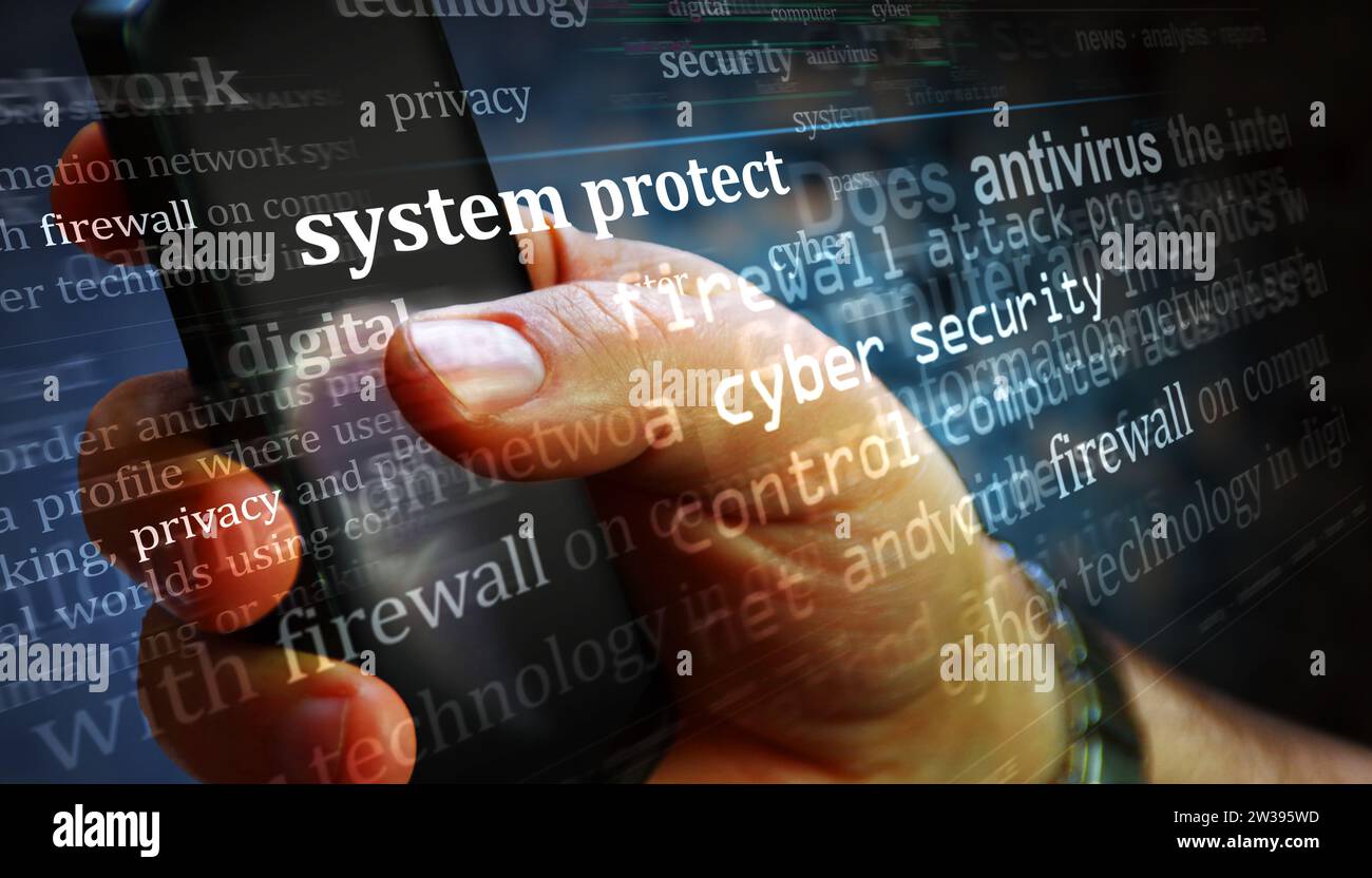 Cyber security firewall antivirus system protect privacy. Headline news titles international ...