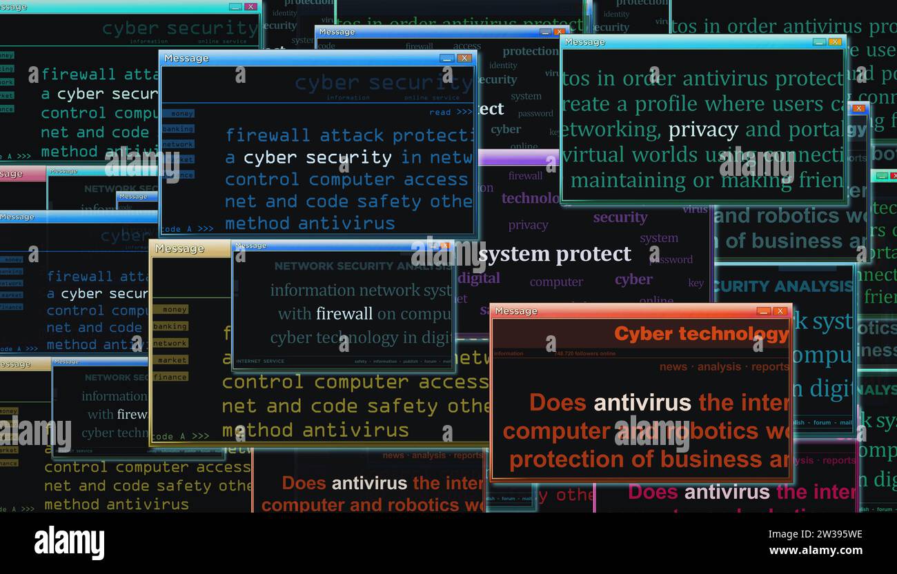 Cyber security firewall antivirus system protect privacy pop up windows ...