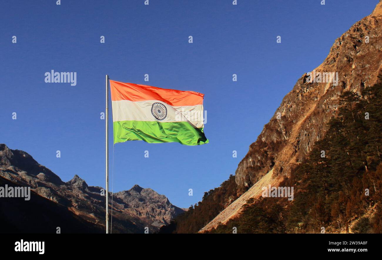 indian flag is flying over the sky near india china border (mcmahon ...