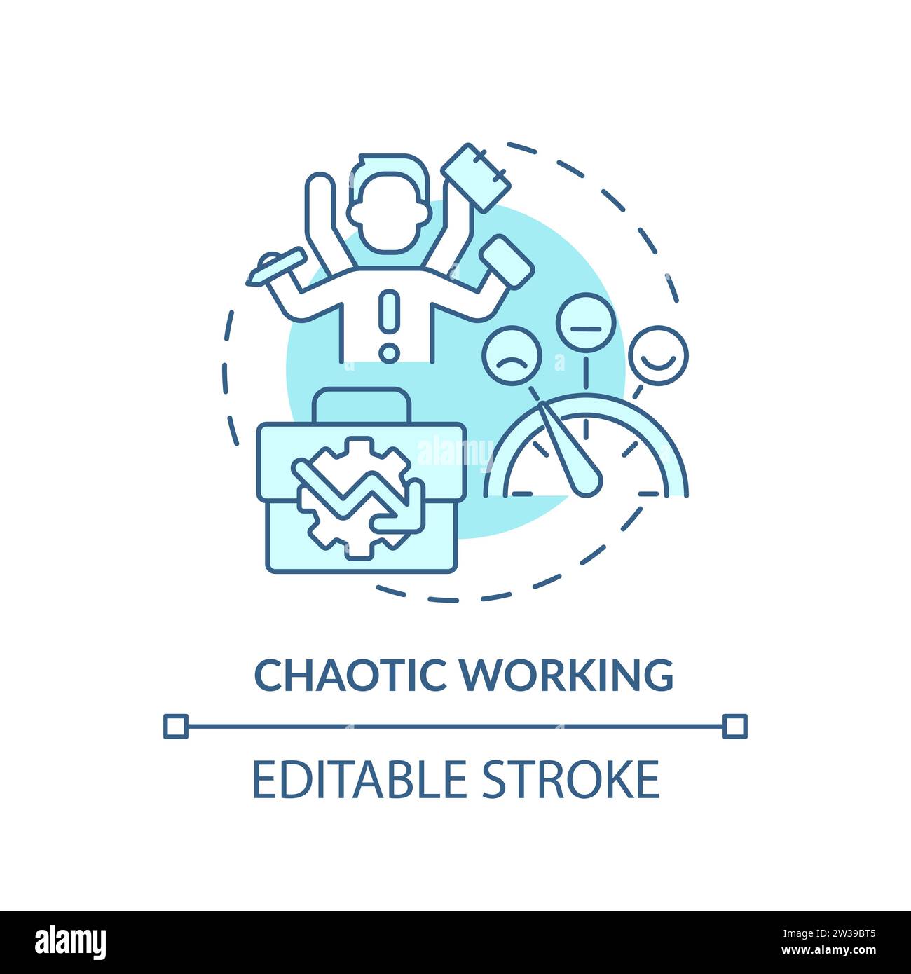 Thin line simple blue chaotic working icon concept Stock Vector Image & Art - Alamy