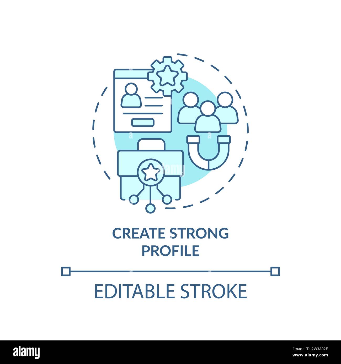Thin line simple blue create strong profile icon concept Stock Vector ...