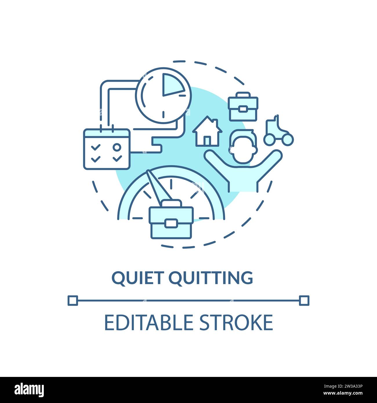 Thin line simple blue quiet quitting icon concept Stock Vector Image ...