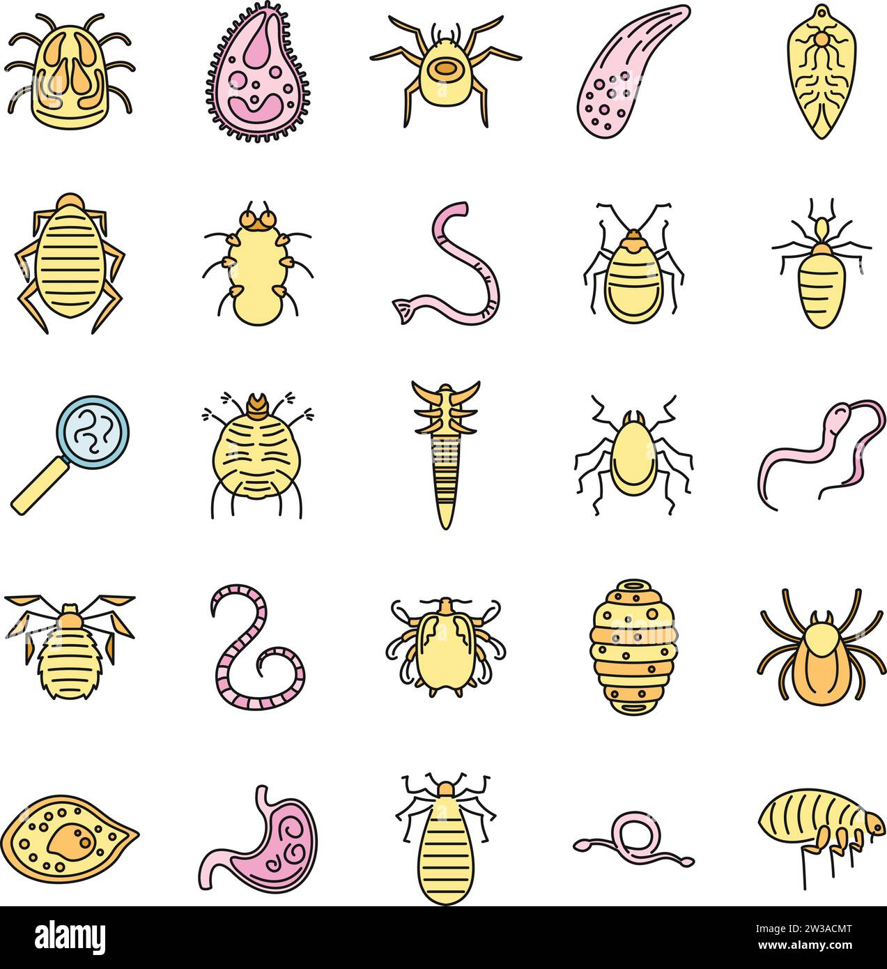 Parasite insect icons set. Outline set of parasite insect vector icons ... Parasite insect icons set. Outline set of parasite insect vector icons ...