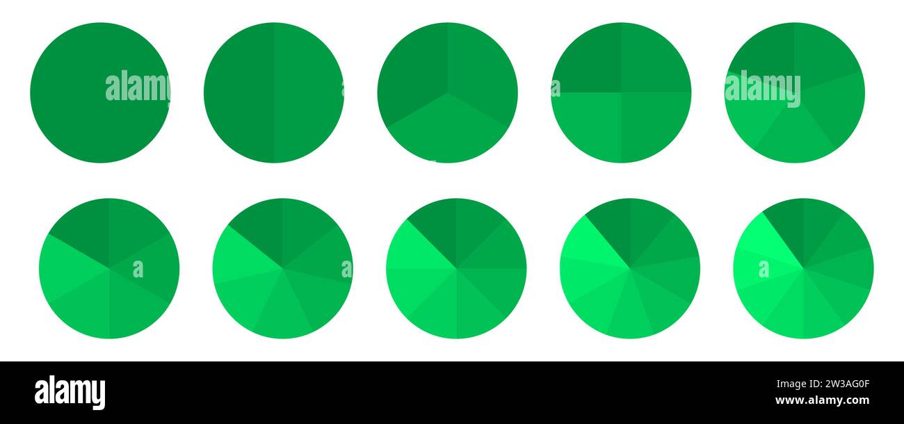 Pie graph in green colors illustration. Work, function, plan, drawing ...