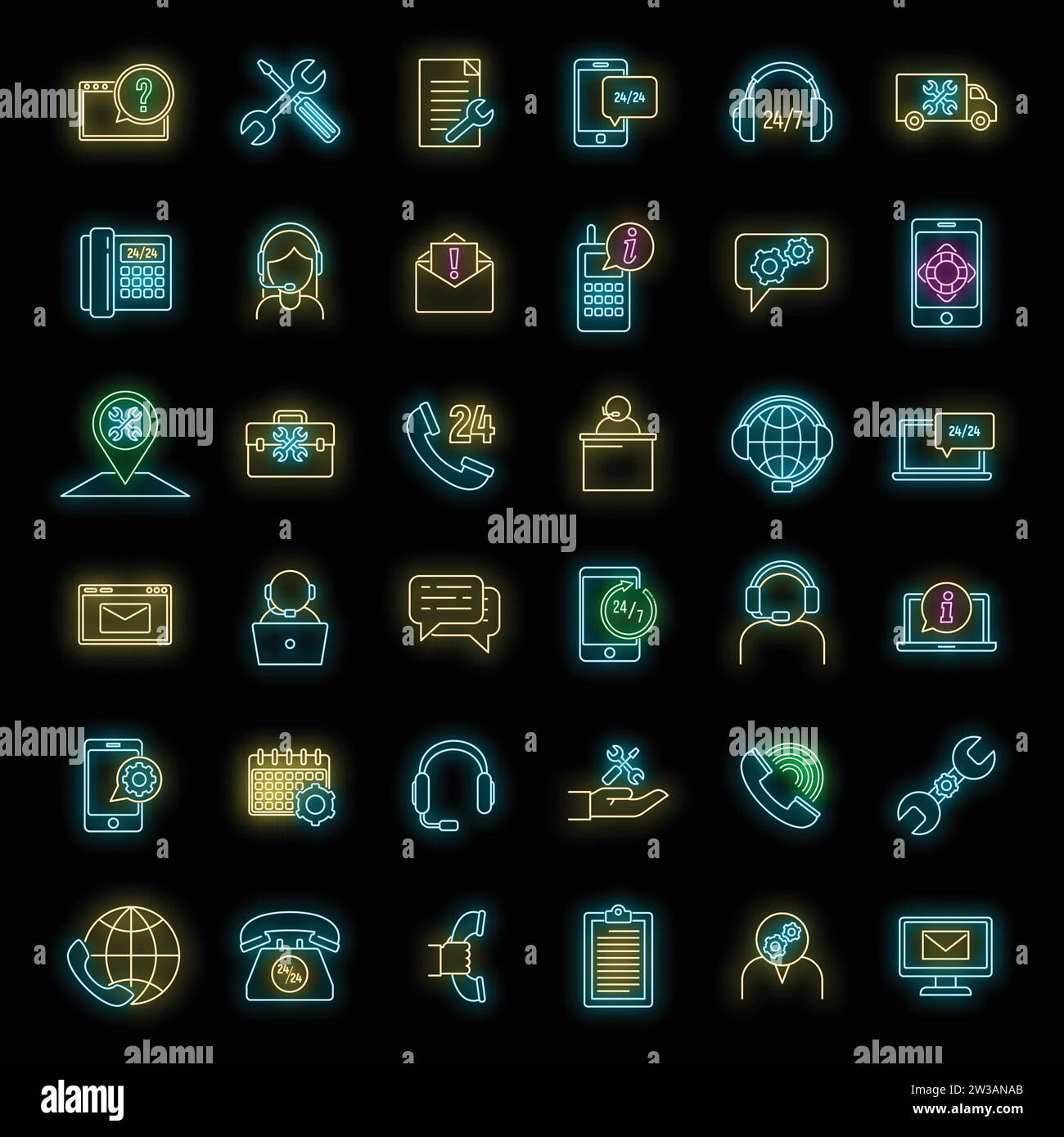 Call service center icons set. Outline set of call service center ...