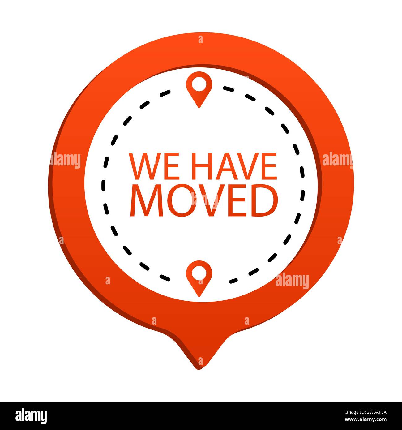 We have moved illustration. Location, chain of stores, truck, moving ...