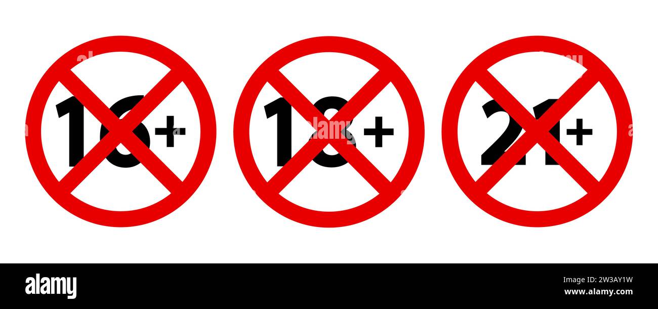 Set of cross icons of age restrictions illustration. Films, TV series ...