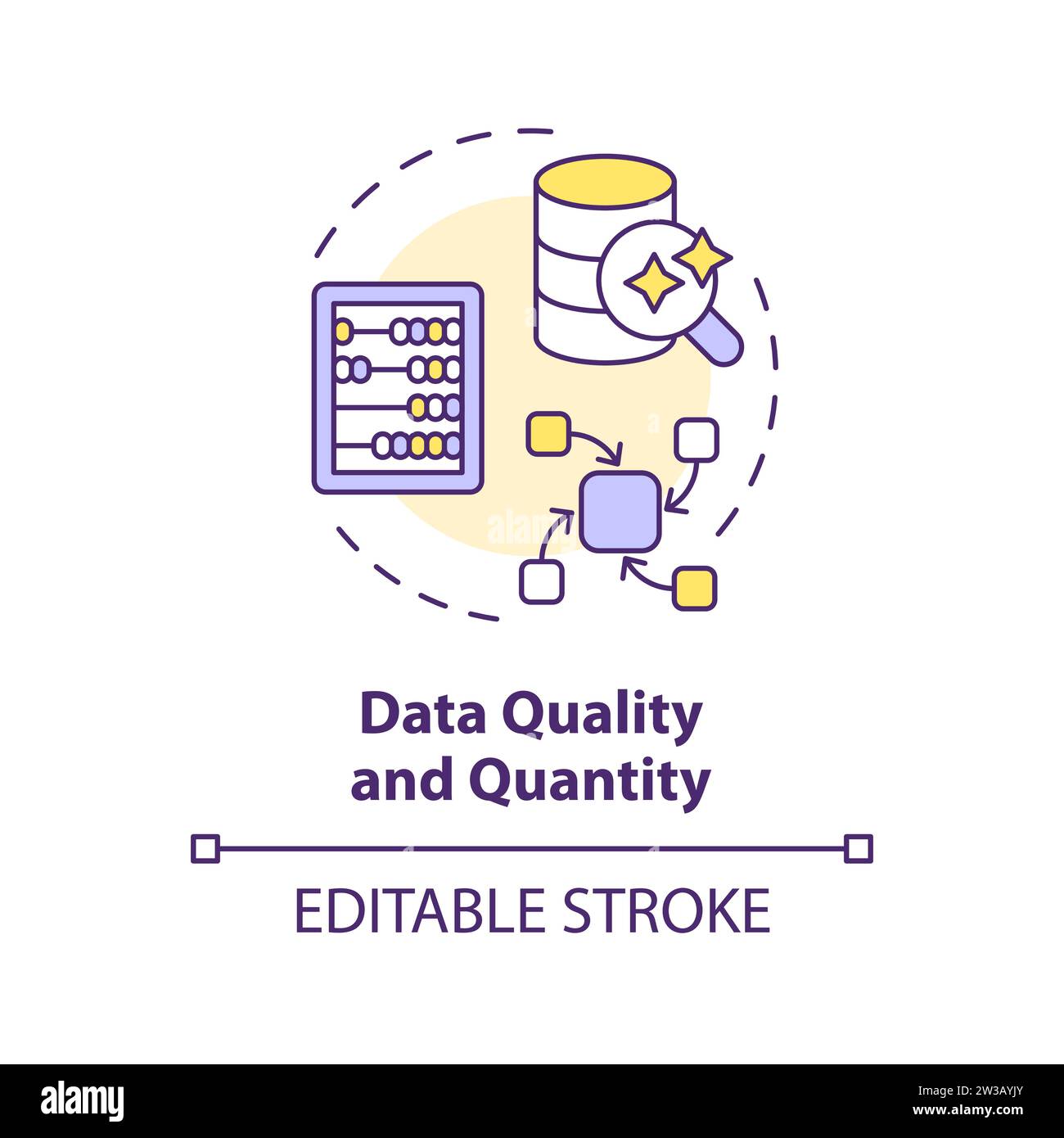 Thin line colorful data quality and quantity icon concept Stock Vector ...