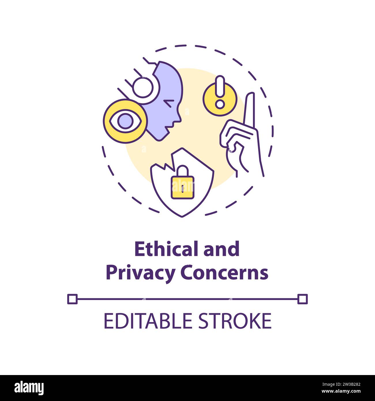 Thin line colorful ethical and privacy concerns icon concept Stock ...