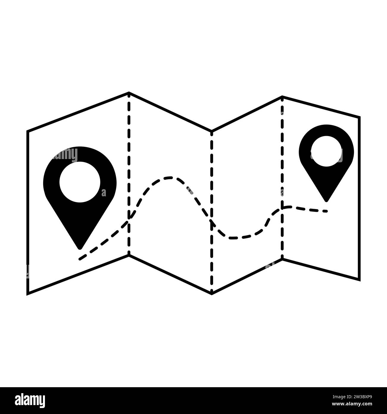 Path on brochure illustration. GPS tag, road, map, direction, atlas ...