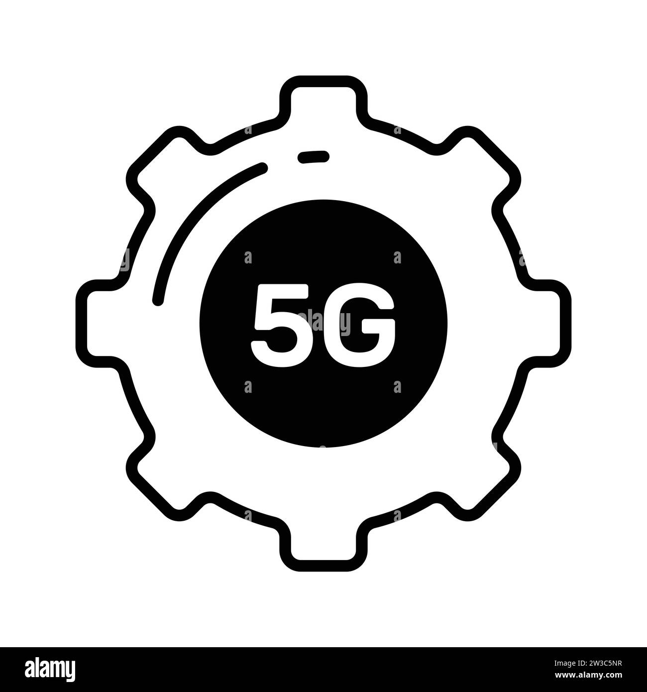5G text inside cogwheel denoting concept icon of 5G network setting ... 5G text inside cogwheel denoting concept icon of 5G network setting ...