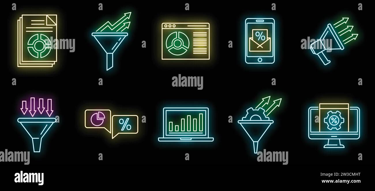 Conversion rate marketing icons set. Outline set of conversion rate ...