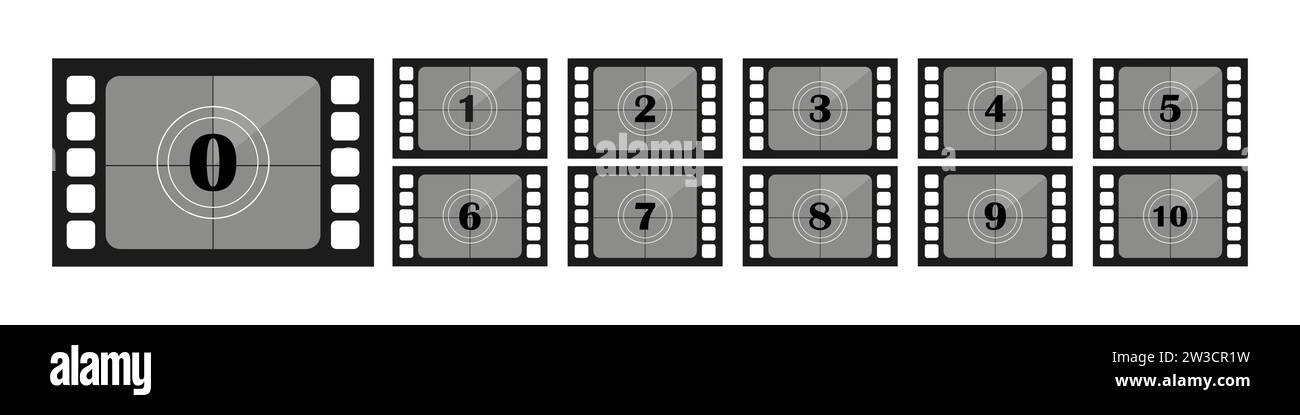 Set of movie frames from 0 to 10 illustration. Film, footage, filming ...