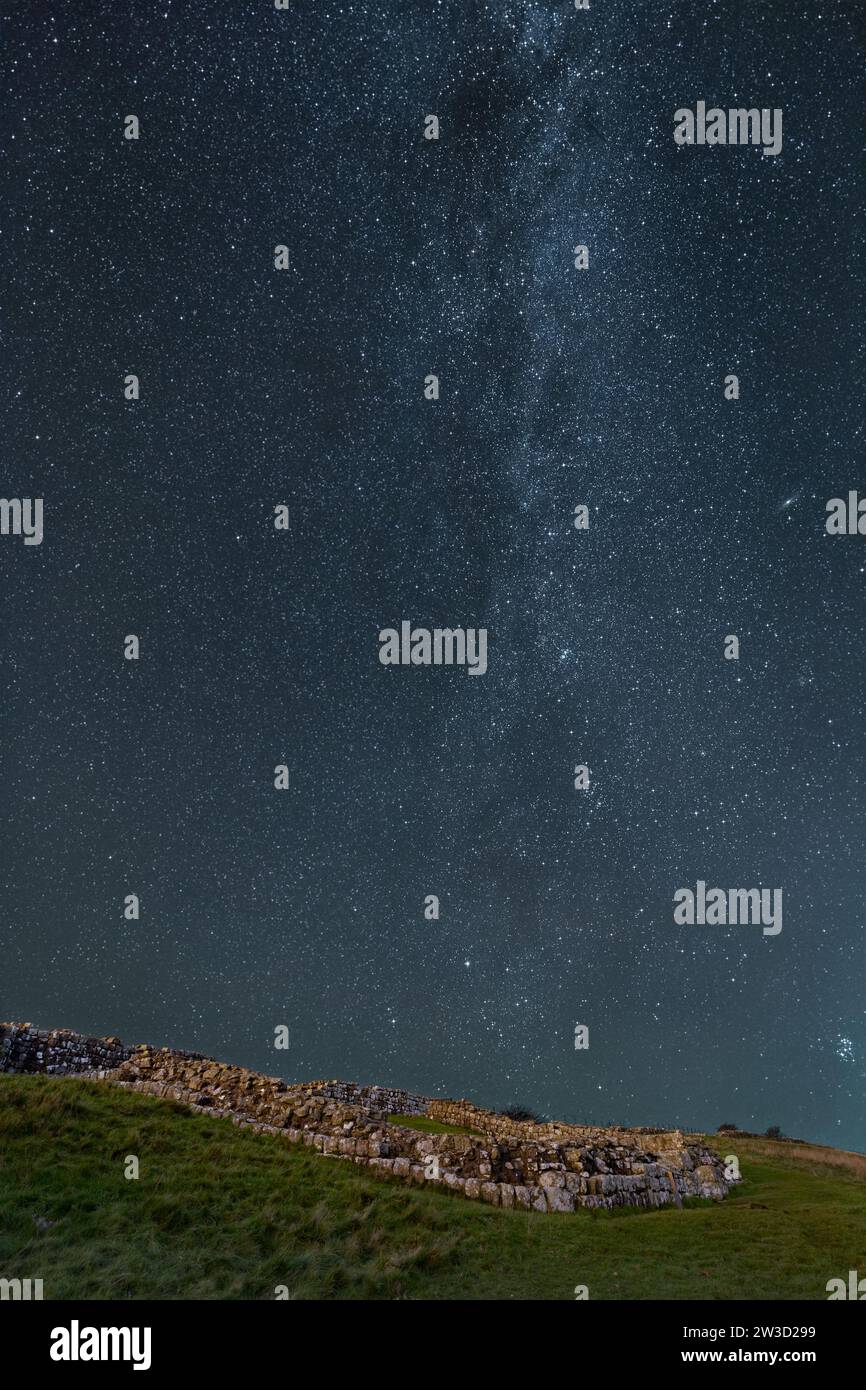 Hadrians Wall - the Cawfield milecastle (MC 42), under a starry night ...