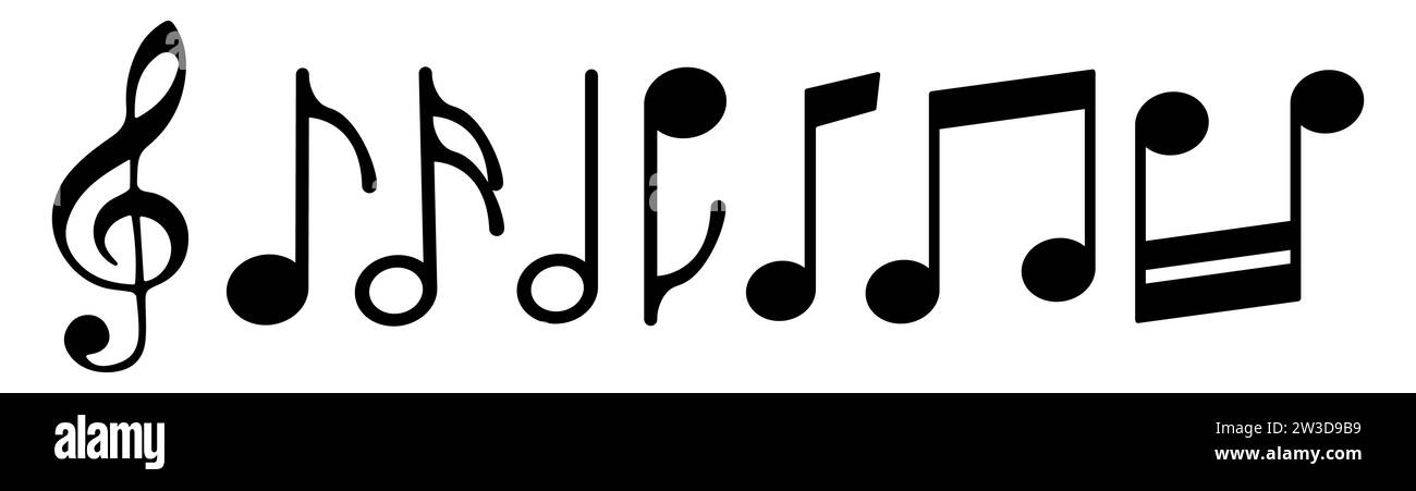 Set of music notes illustration. Sheet music, song, rock, sound ...