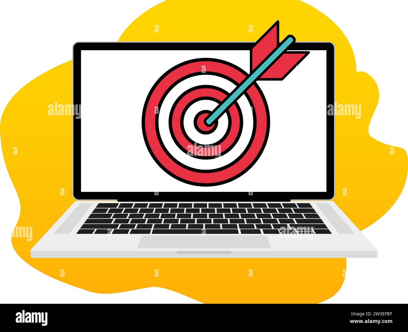 Laptop with target on screen illustration. Target, bullseye, arrow ...