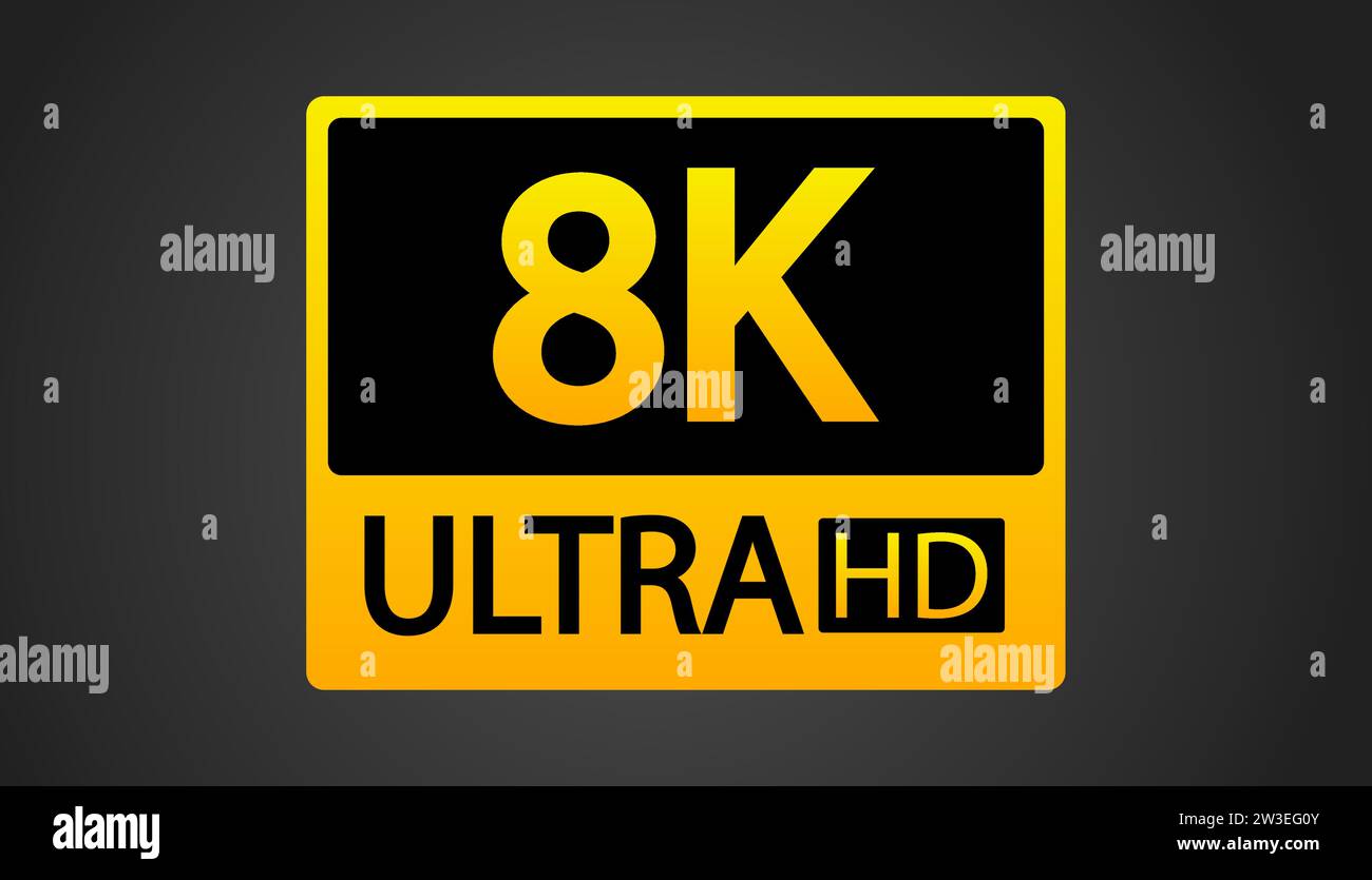 8K ULTRA HD illustration. Quality, resolution, monitor, TV, cinema ...