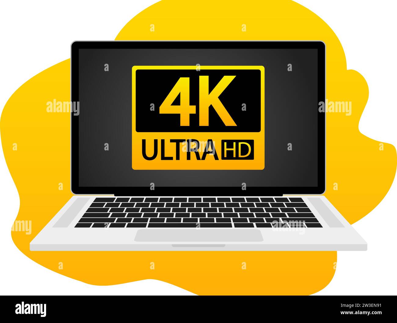 Laptop with 4K ULTRA HD on screen illustration. Quality, resolution ...