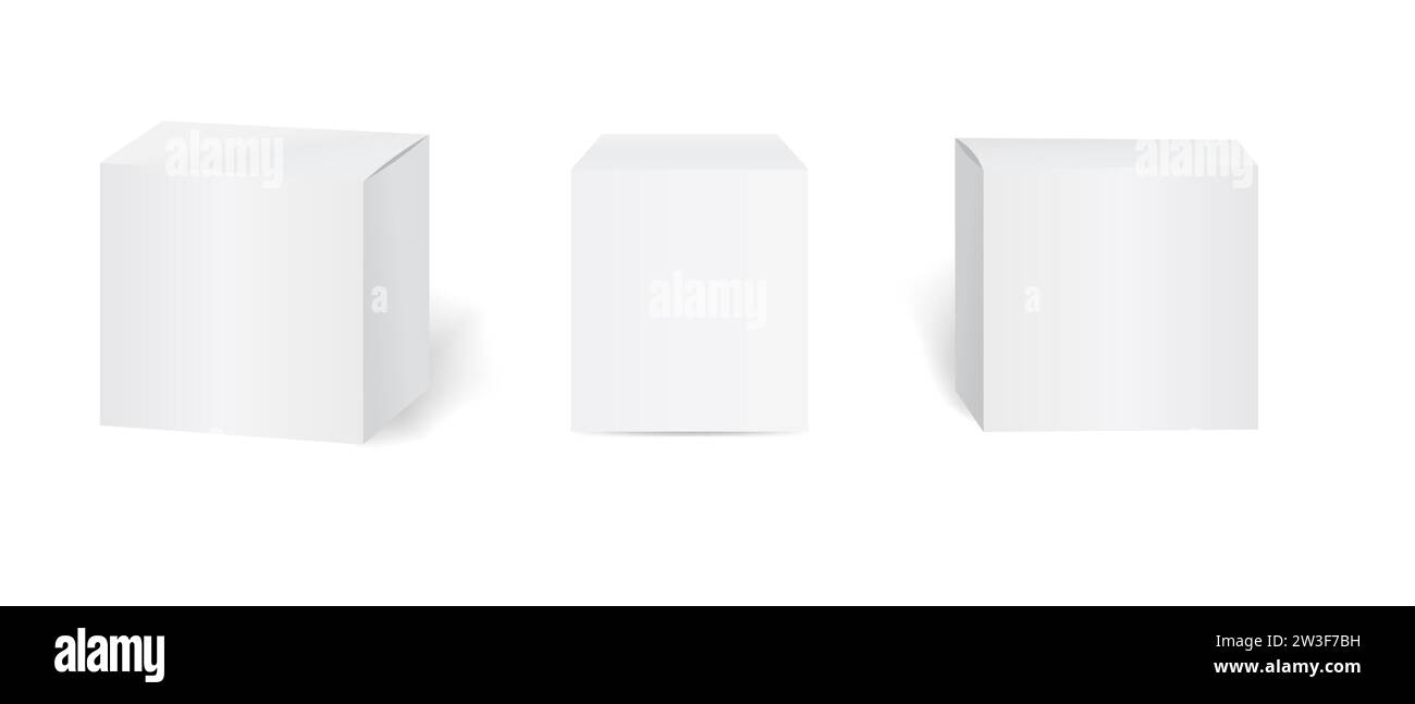 Set of realistic cubes with soft shadows illustration. Geometric shapes ...